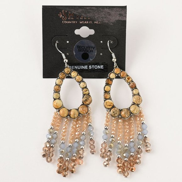 Shyanne | Jewelry | Shyanne Teardrop Jasper Fringe Genuine Stone Dangle ...